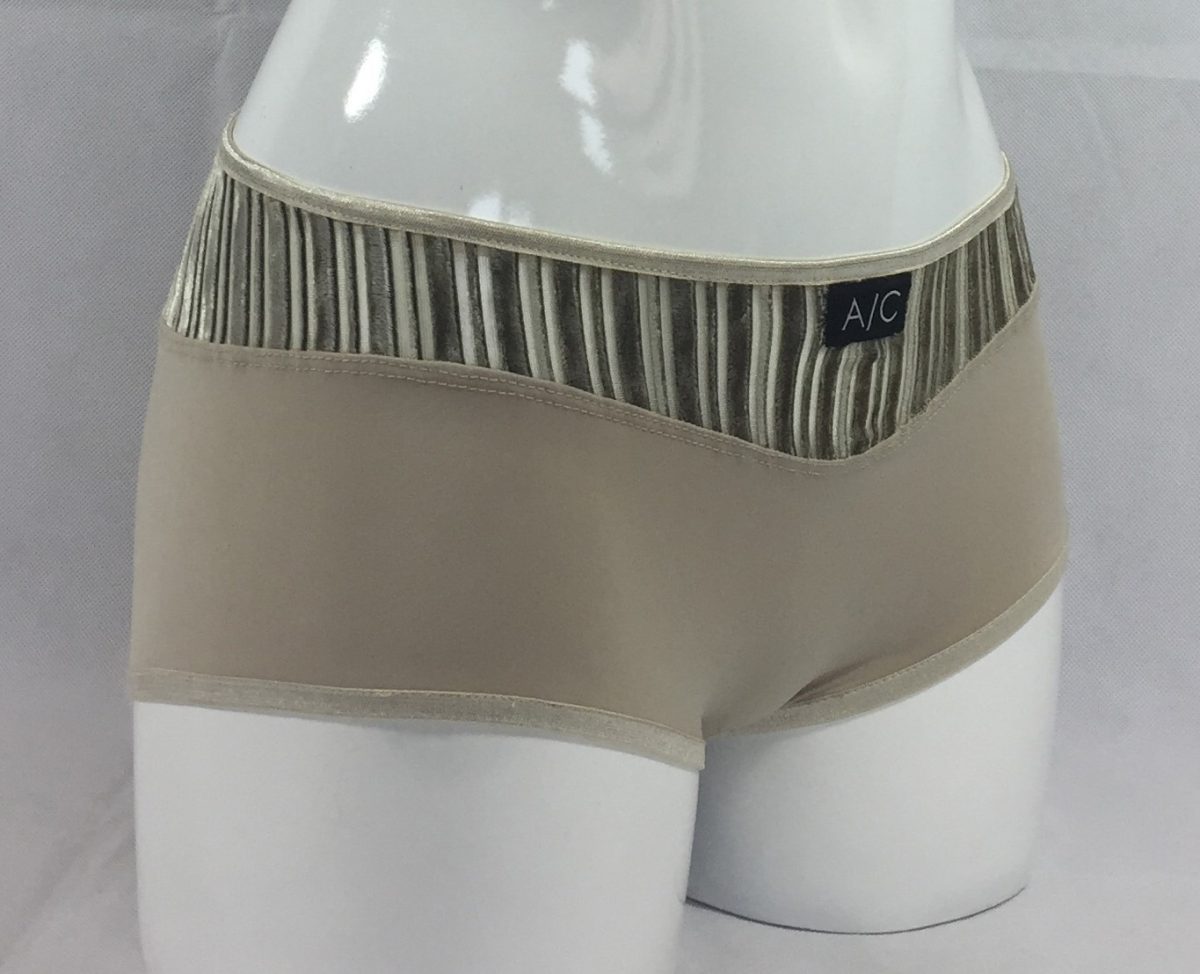 Silk touch lycra with striped mesh velvet